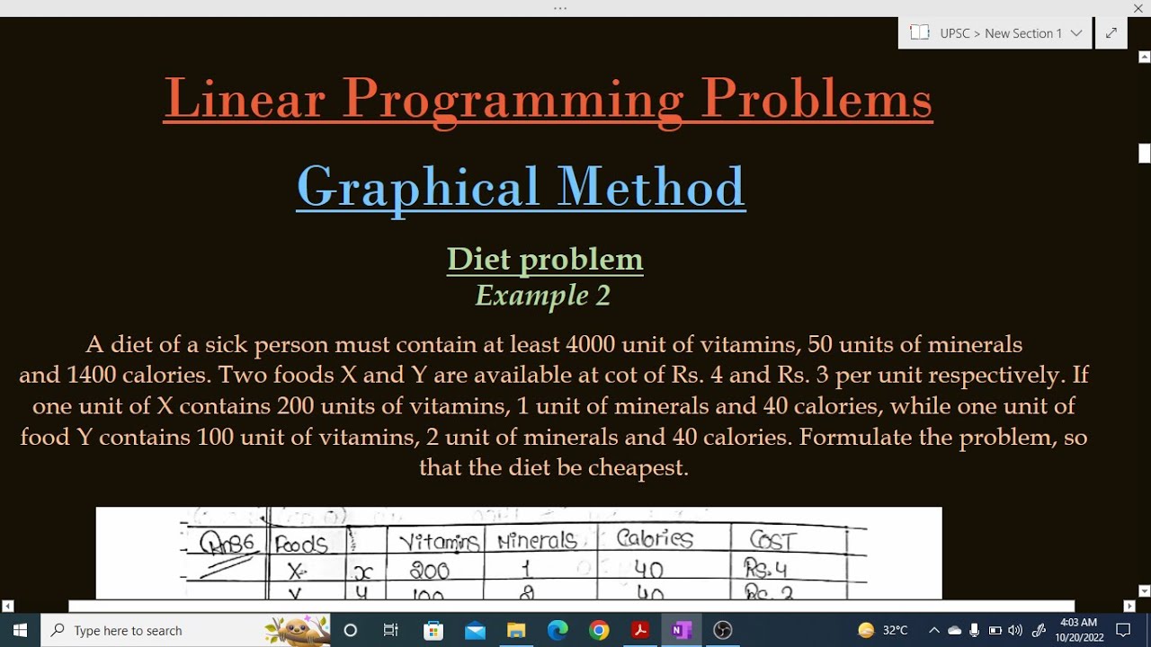 LPP14 | Linear Programming Problems | DIET Problem | Graphical Method | Example 2