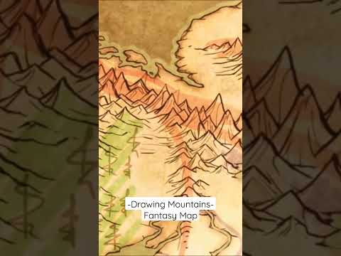 Drawing mountains on a fantasy map, SpeedPaint