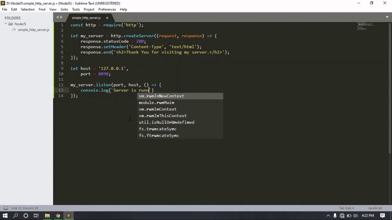 Create simple HTTP server in node.js | Simple web server in node js