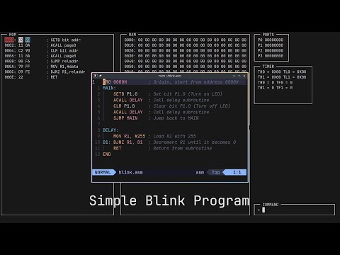 An emulator for the 8051 Microcontroller | C | Ncurses