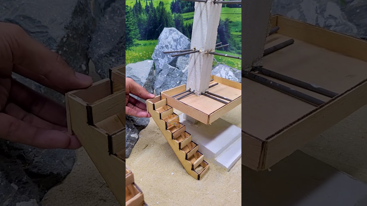 Only One Square Column Holding This House! 😳🏠 Part 2 #minisatisfying #minibuild #satisfying