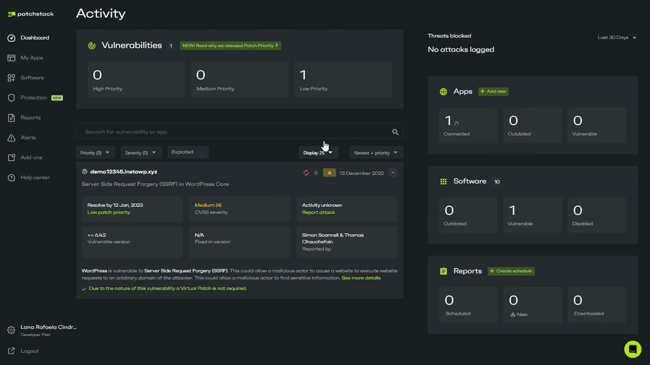 Patchstack Developer Plan Features Overview