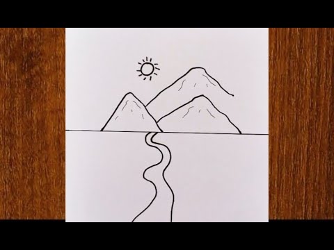 How to draw mountains easy Step by step