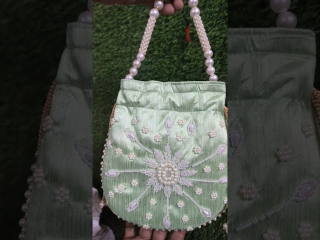 Hand work Silve moti Potli bags - Potli bags hand work Silver moti Manufacturer from Mumbai