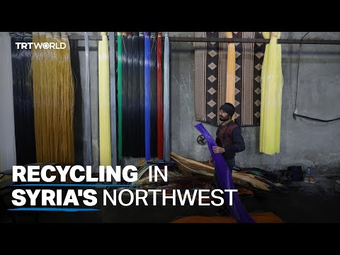 Syrians earn a living by turning plastic waste into rugs