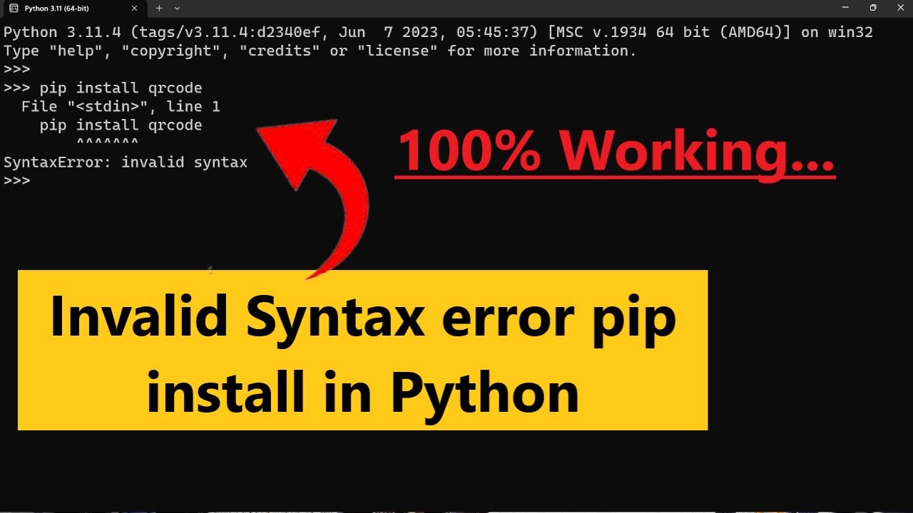 Invalid syntax error pip install in python || Python pip install invalid syntax error || Solution