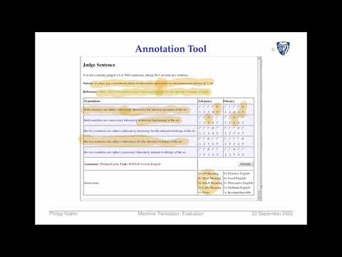 Machine Translation - Lecture 7: Evaluation