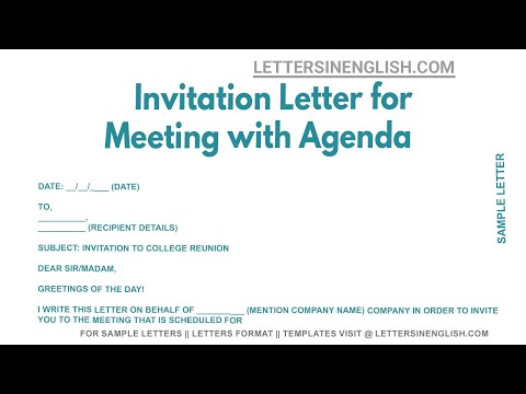 Invitation Letter For Meeting With Agenda - Sample Letter to Invite for Meeting Stating the Agenda