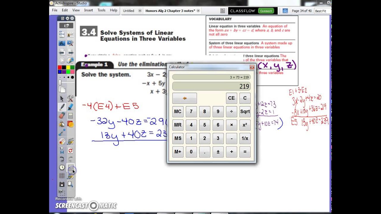 Honors Alg 2   3 4 notes problem #1