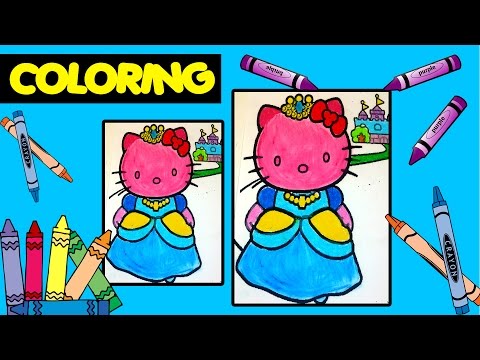 Teach Coloring Hello Kitty GIANT Queen Coloring Page Crayola Coloring Book Kids Song