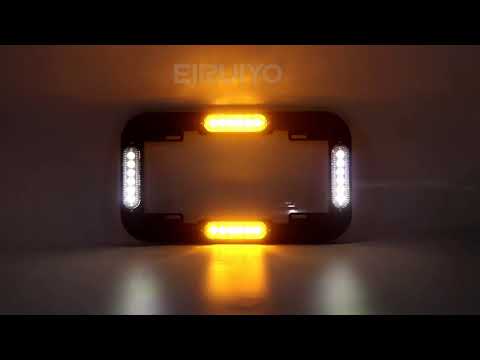 13.6" 24W LED Warning Flash Strobe Signal License Plate Light Amber White 12/24V