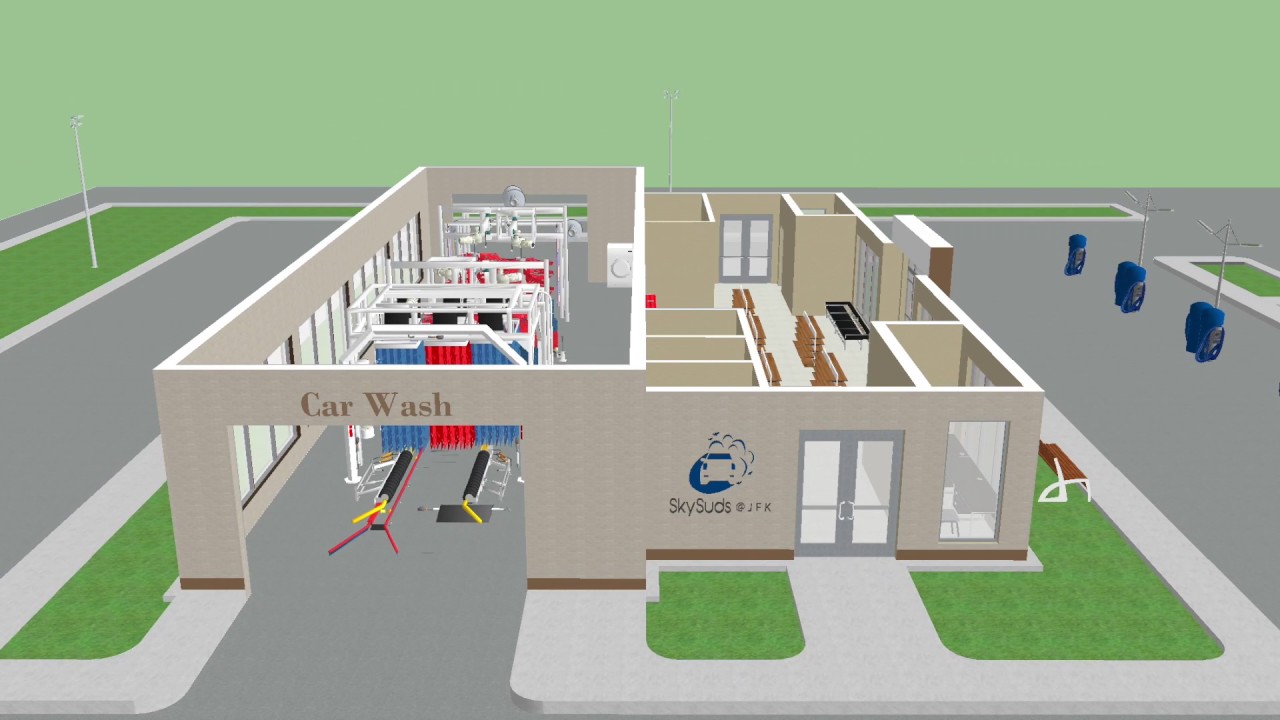 [ Sketchup Animation ] Carwash 3d Model