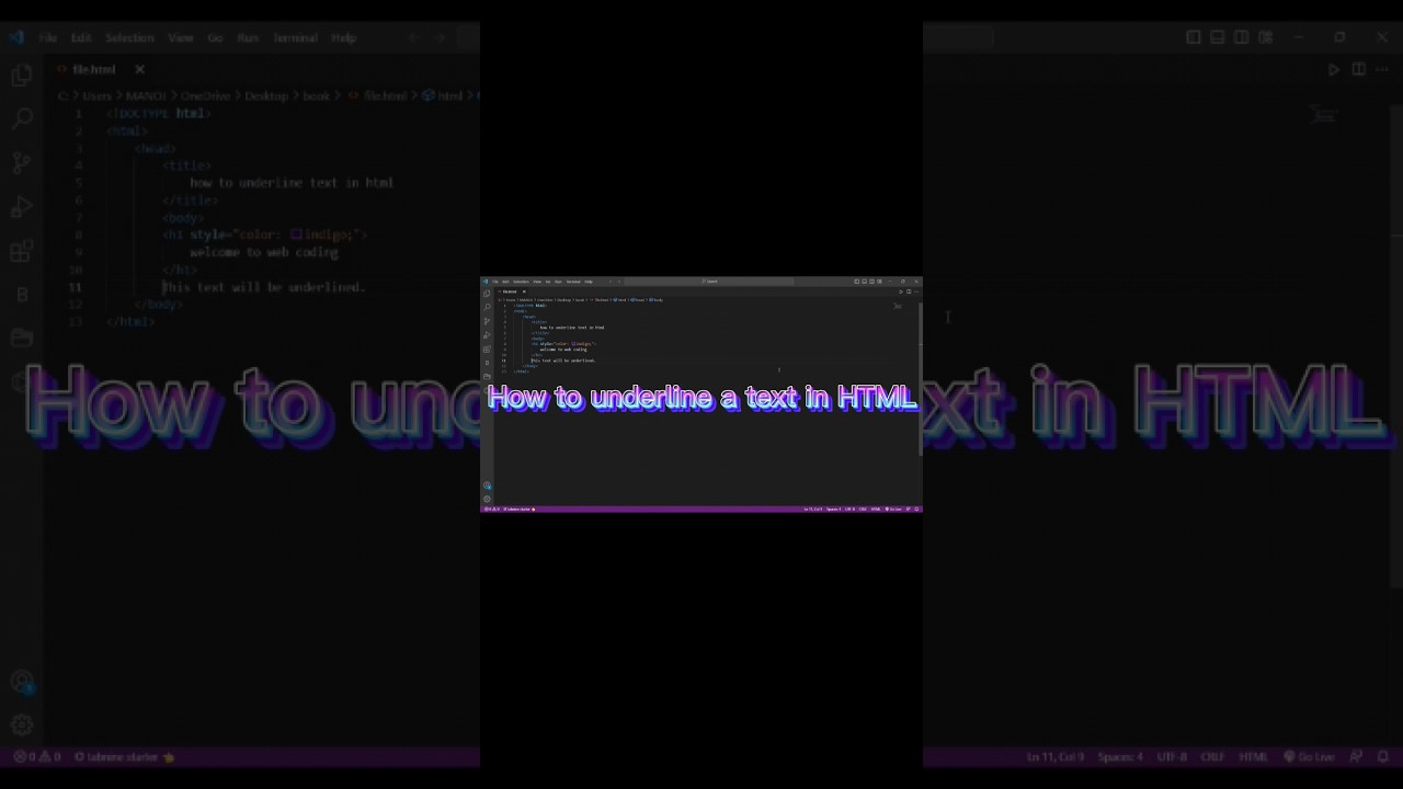 How to underline text in html #html #htmltutorial #htmlcode #htmlcoding