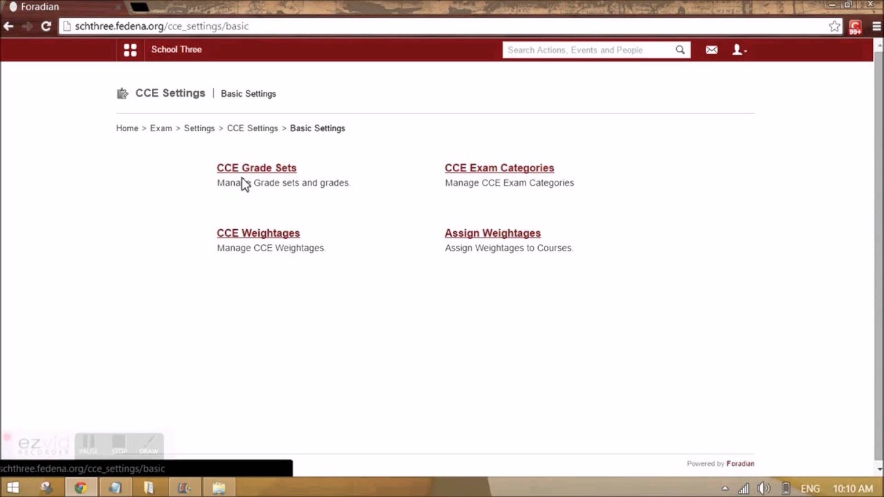 CCE Settings in Fedena