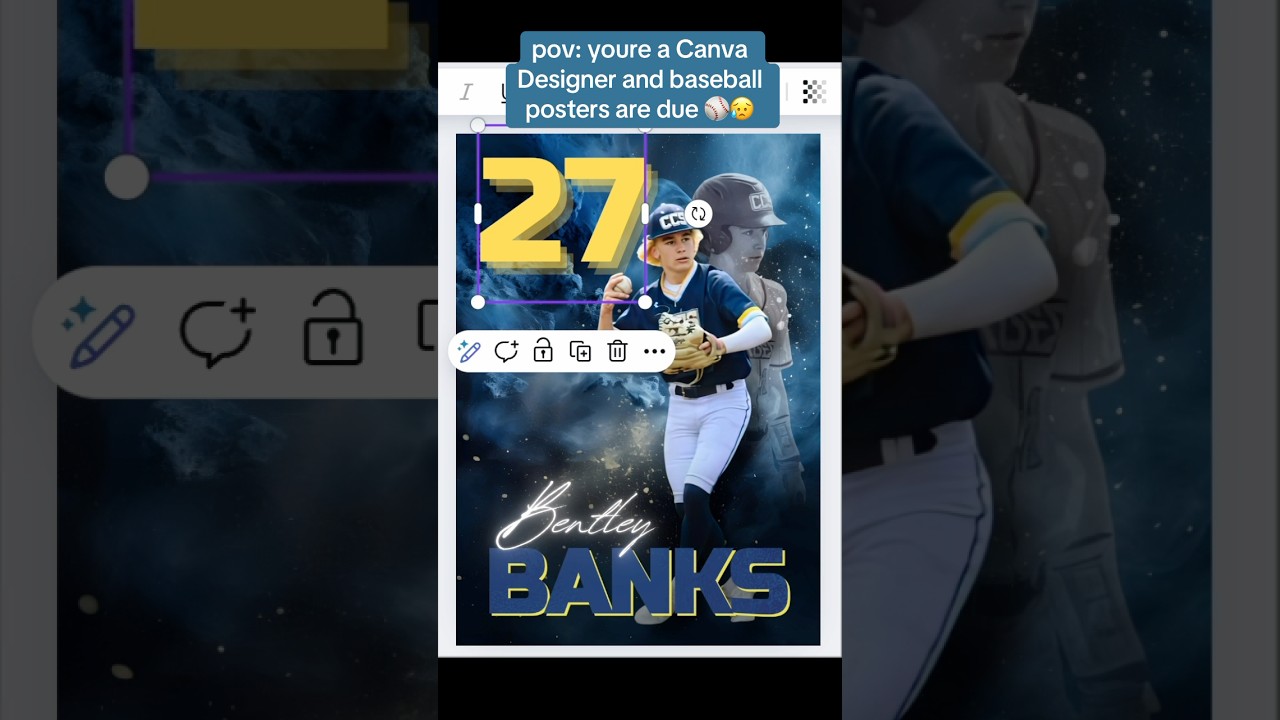 Designing a baseball poster in Canva #baseballedit #seniorphotos #sportsposter