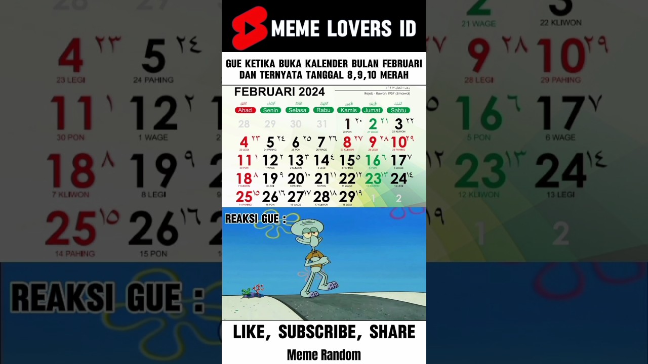 Momen ketika gue buka kalender februari 2024 #memeindonesia #memes #shorts #viral #trending