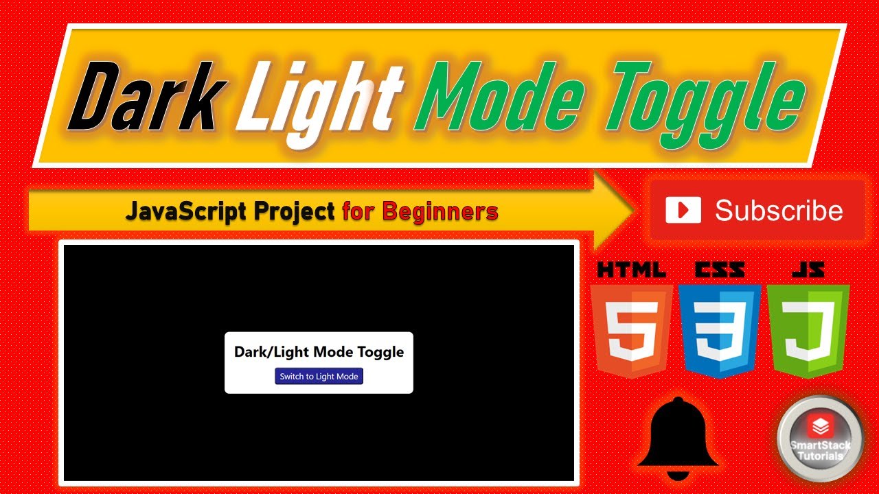 Dark/Light Mode Toggle using HTML, CSS & JavaScript | Theme Switcher Project for Beginners