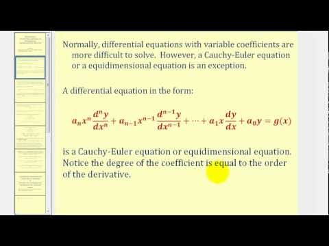 General Solution to a Second Order Homogeneous Cauchy-Euler Equation ...