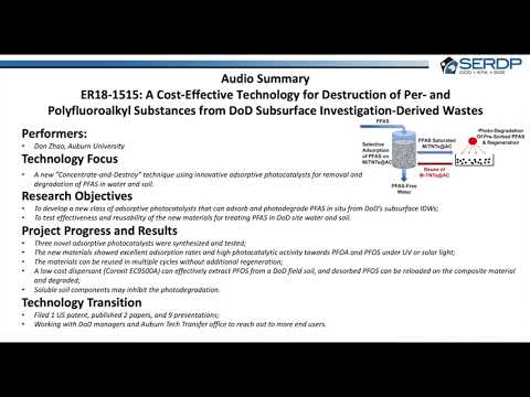Destruction of PFAS Laden IDW Using Photocatalysts: Phase I