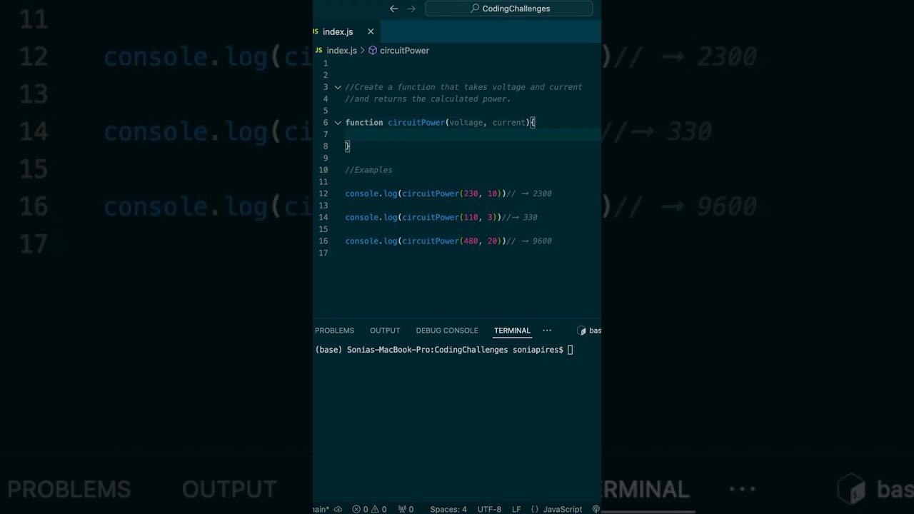 Find the Circuit Power - JavaScript Coding Challenge #coding #webdevelopment #programming
