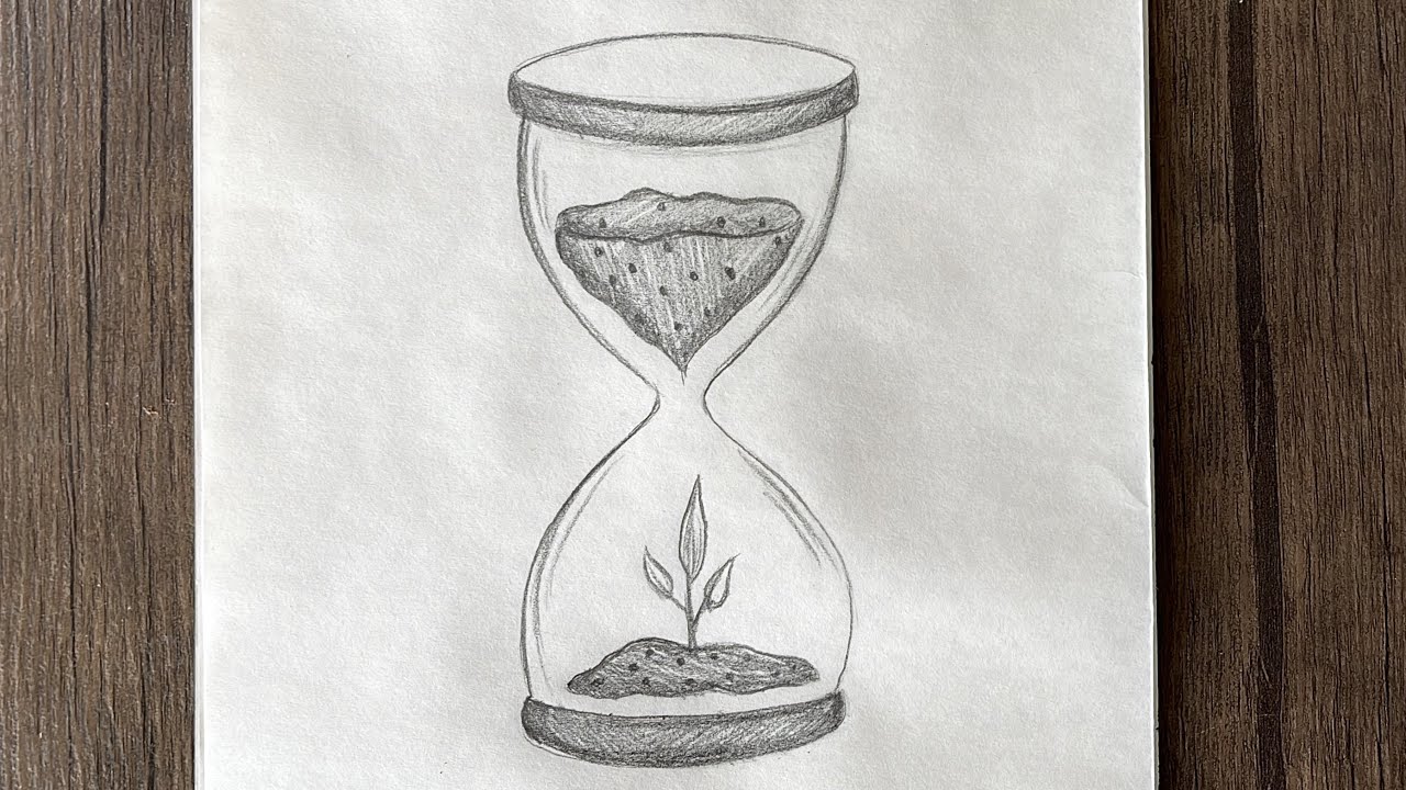 how to draw hourglass step by step | easy pencil drawing ideas for beginners | cool things to draw