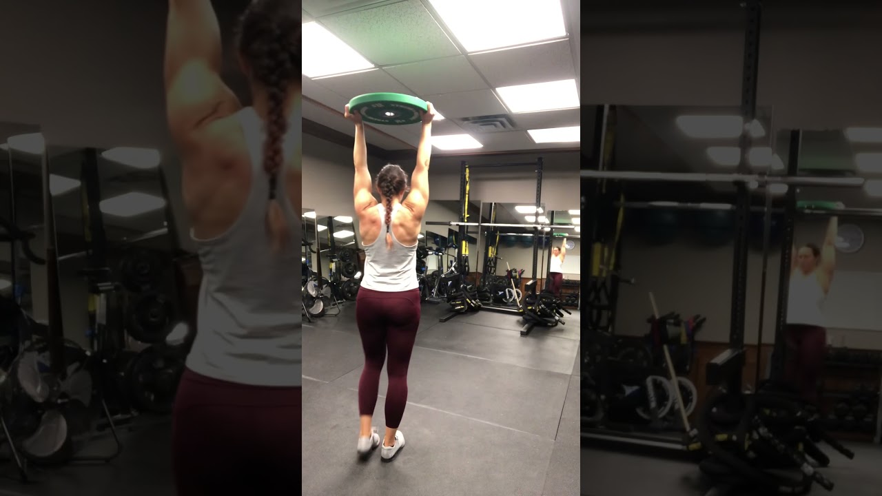 Weight plate overhead walk or carry