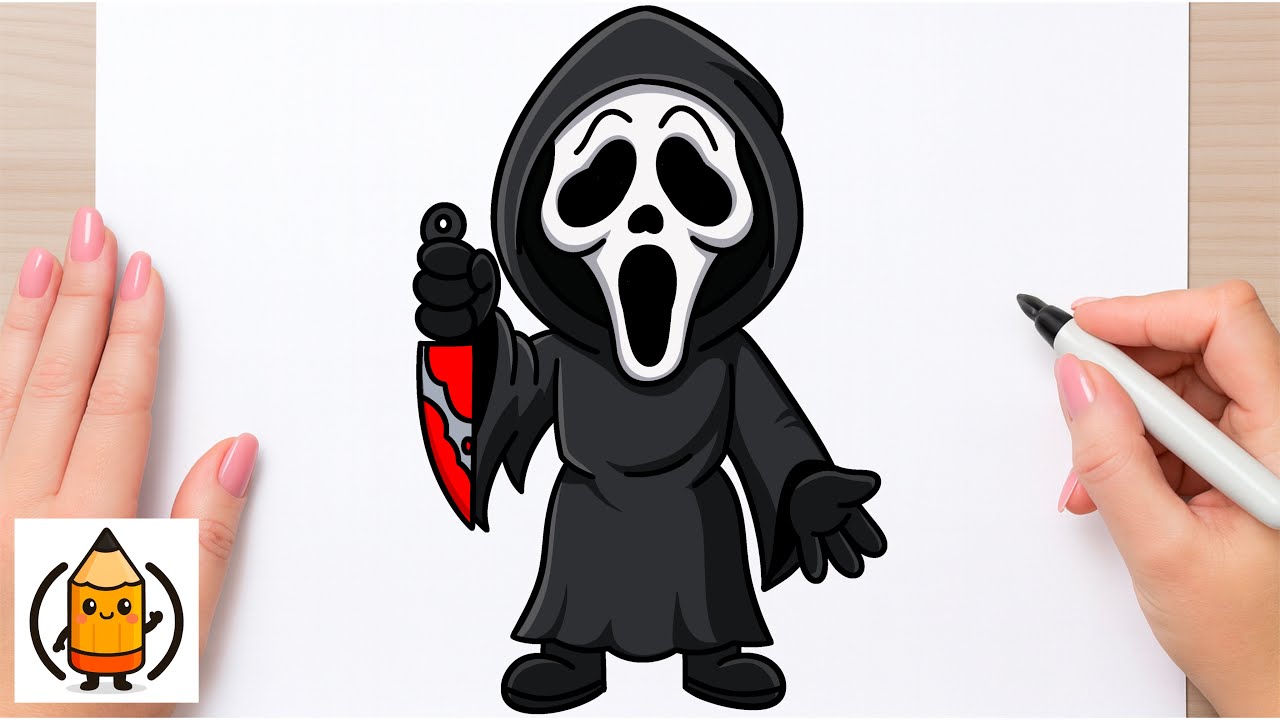 How To Draw Ghost Face (Scream) | Halloween Drawing Tutorial 