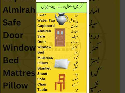 Essential Household Items Vocabulary in English with Urdu Meaning | Daily Use Words
