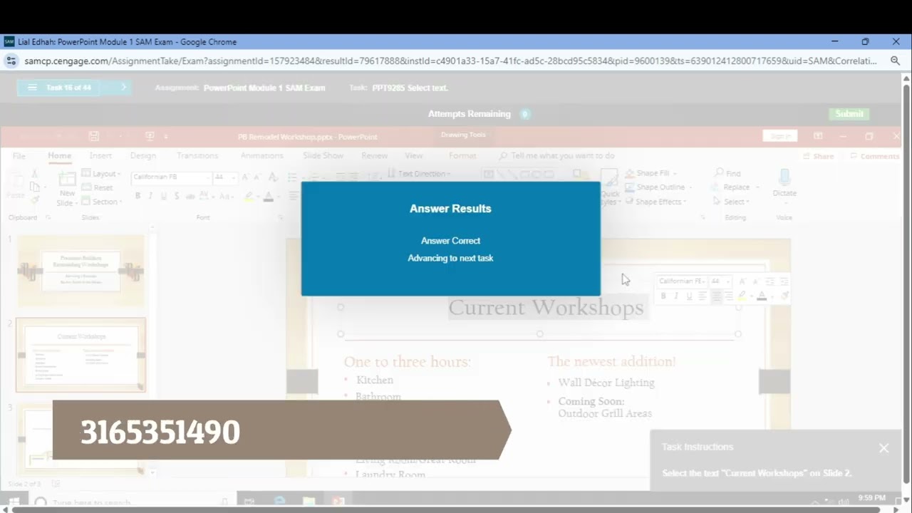 PowerPoint Module 1 Sam Exam | CISC 120 Intro Computers/App Software | PowerPoint Module 1 Sam Exam