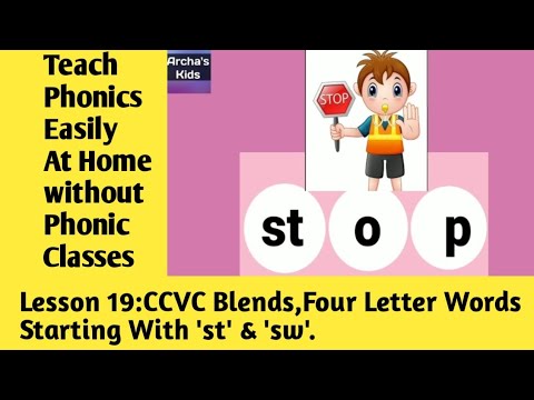 Lesson  19: CCVC blends,4  Letter  Words Starting With 'st' & 'sw'.#phonics