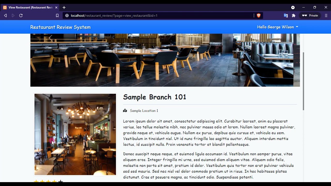 Simple Restaurant Review System in PHP and SQLite