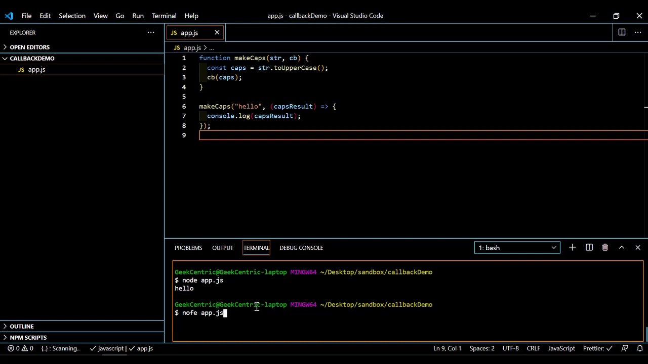 Creating a callback + error first callback
