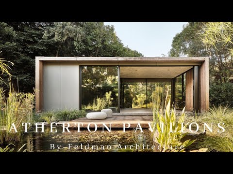 The pavilions are delicately placed amidst the existing landscape of redwoods #house #architecture