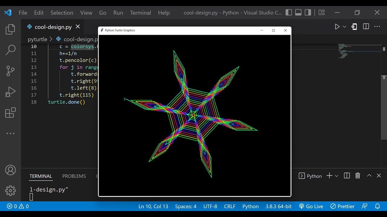 Python Turtle Graphics - 20 | Cool Shape Drawing | Python Turtle Coding Video | WhatsApp Status |