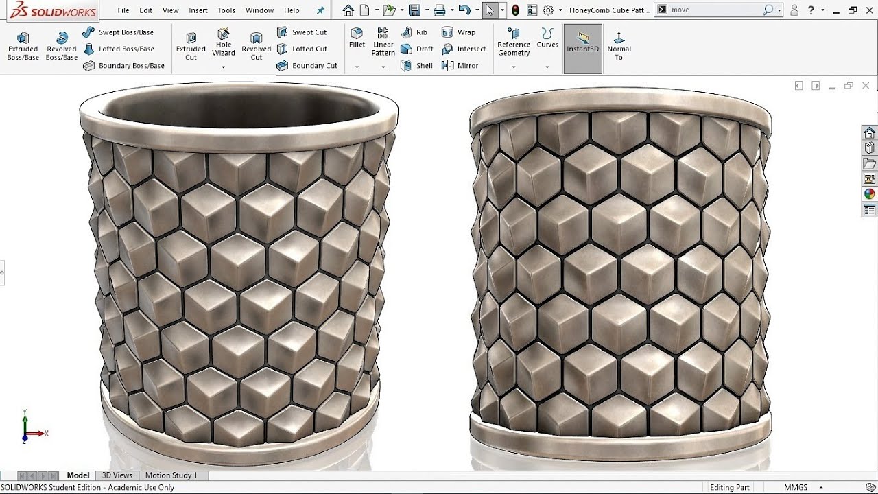 Create an Impressive Cubic Honeycomb Pattern Using SolidWorks | Step-by-Step 3D Modelling Guide 2024