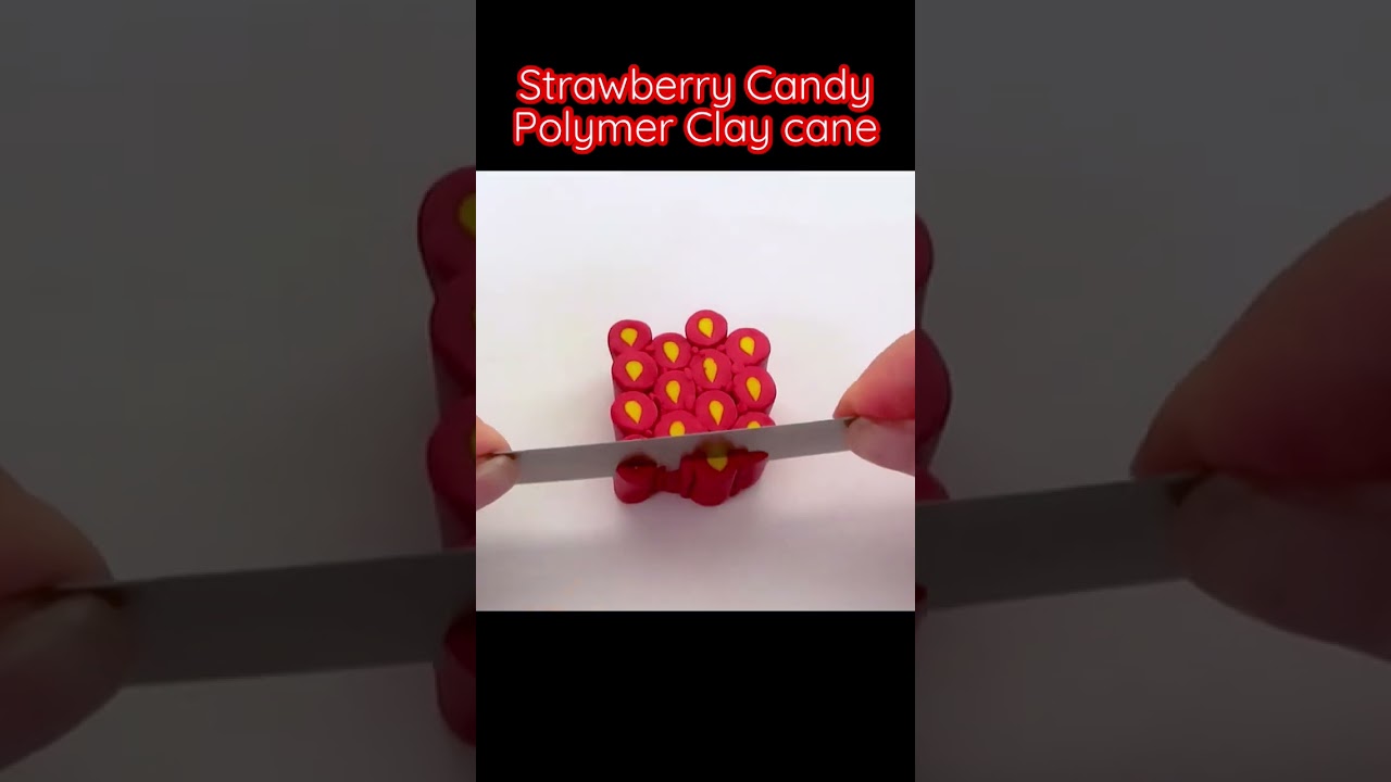 Making Strawberry Candy Clay Canes #craft #crafting #polymerclay
