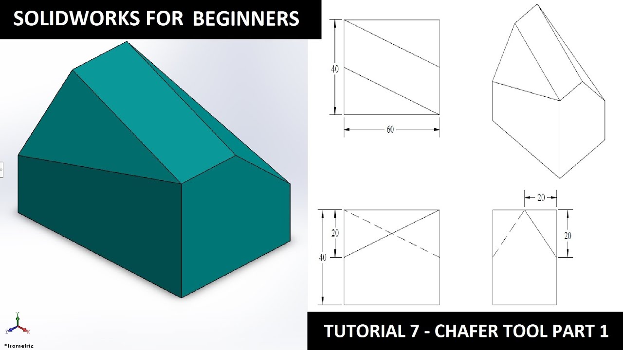SOLIDWORKS FOR BEGINNERS TUTORIAL 7 - Chamfer tool part 1!