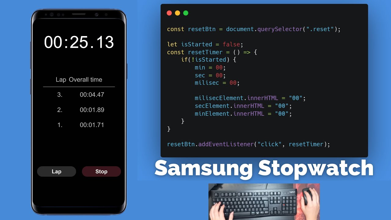 ASMR Programming - Coding Samsung Stopwatch with HTML, CSS & Javascript - No Talking