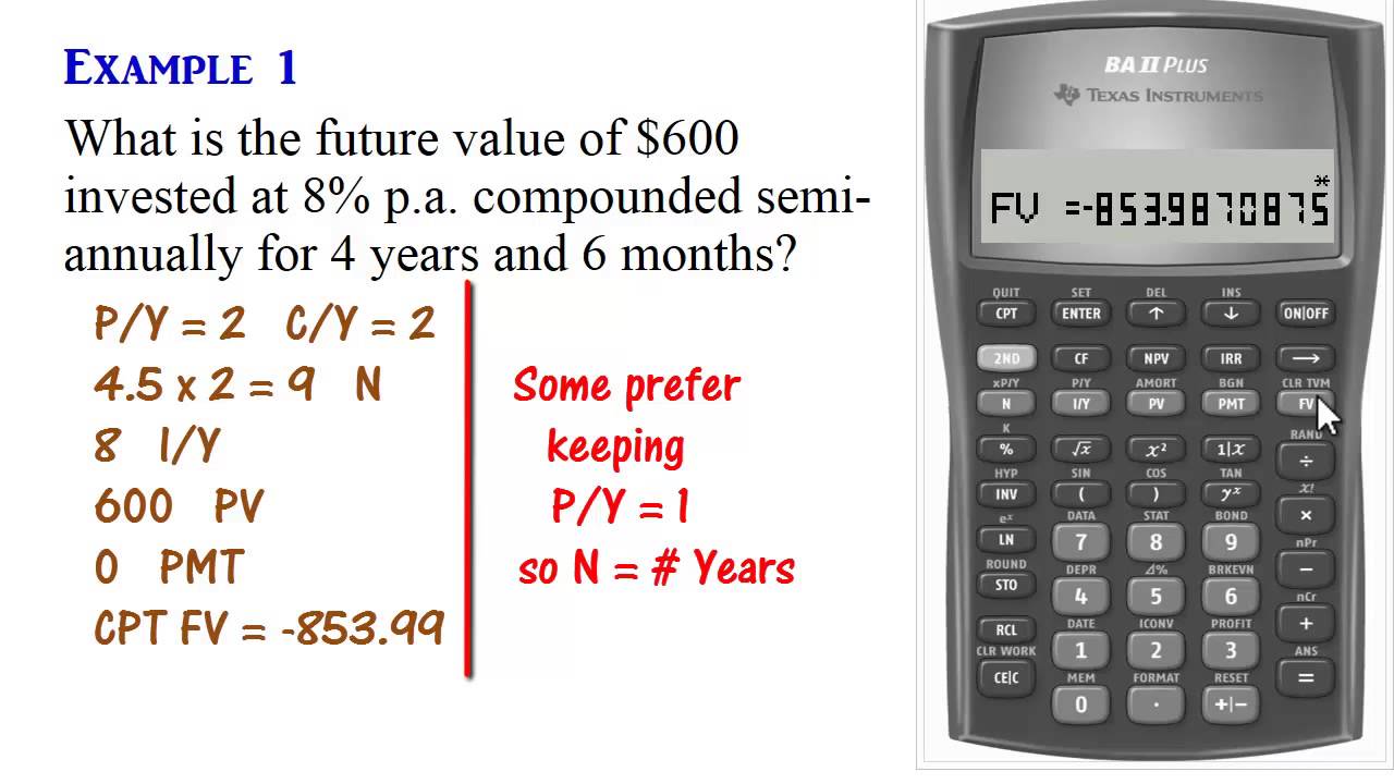 BA II Plus Calculator - Compound Interest (Present & Future Values)
