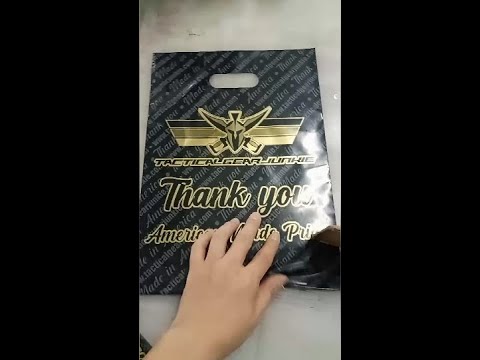 Custom Design Many Size Thank You Black Plastic Bags With Gold Logo Plastic Handle Bag For Shopping