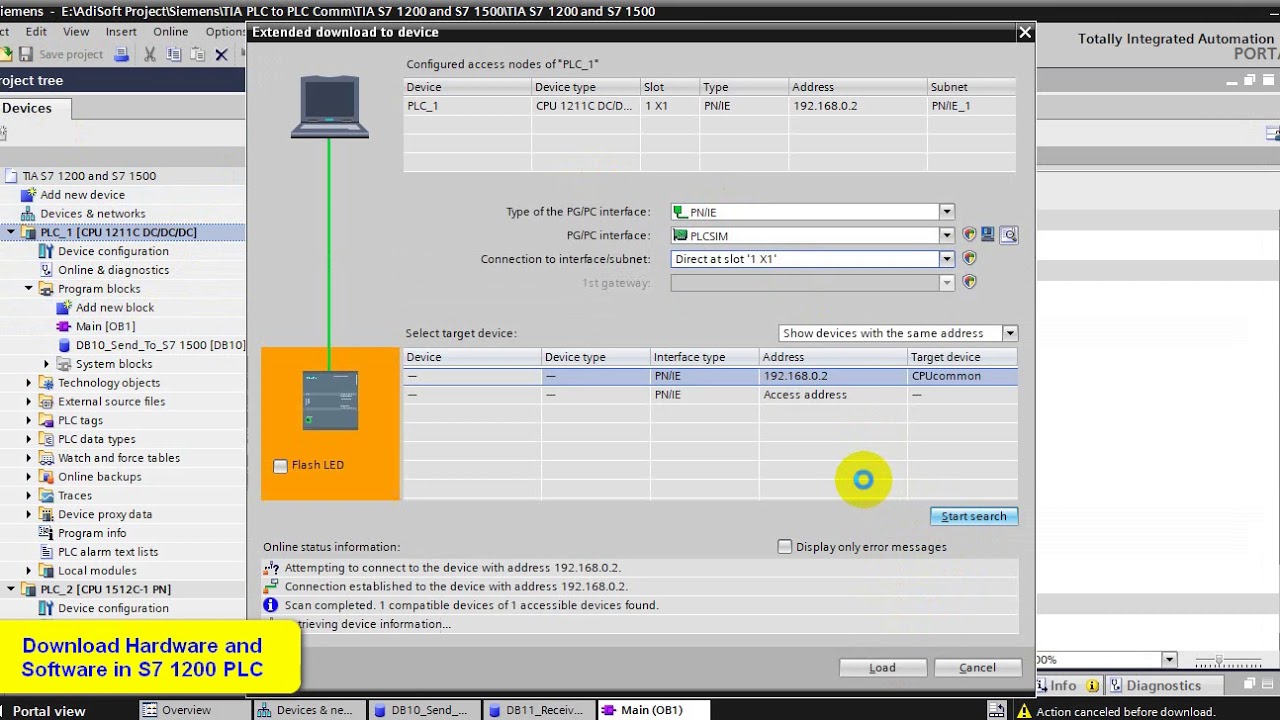Siemens TIA Portal - S7 Communication between S7 1200 CPU and S7 1500 CPU Using PUT/GET & PLCSIM