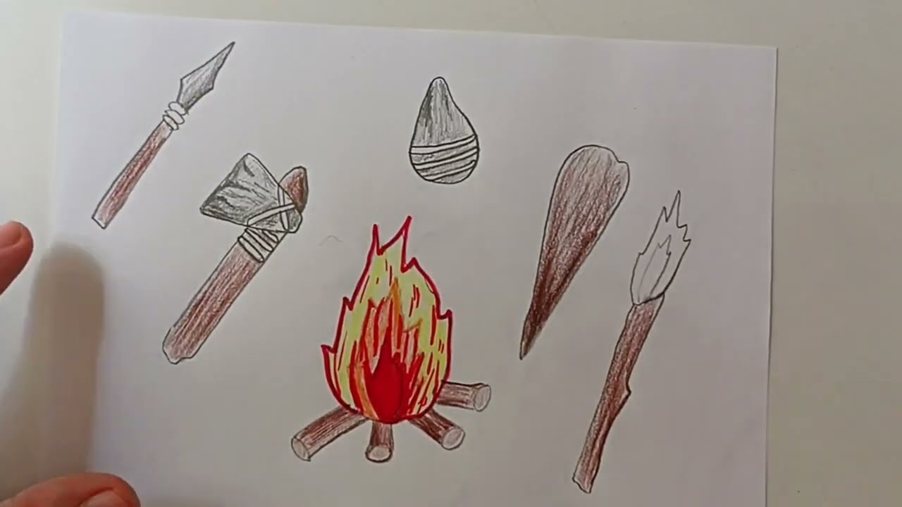 Cómo dibujar herramientas de la prehistoria| |How to draw prehistoric tools