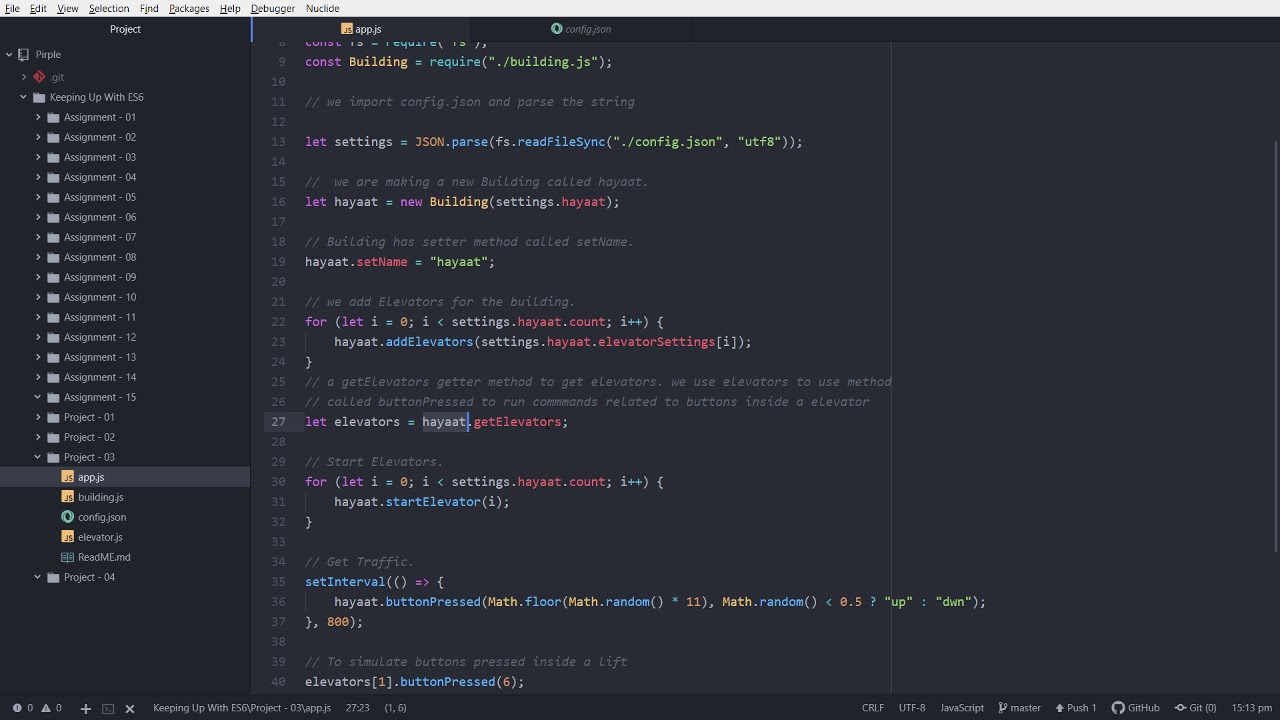 JavaScript Elevator Simulation - Not Graphical - Node Console