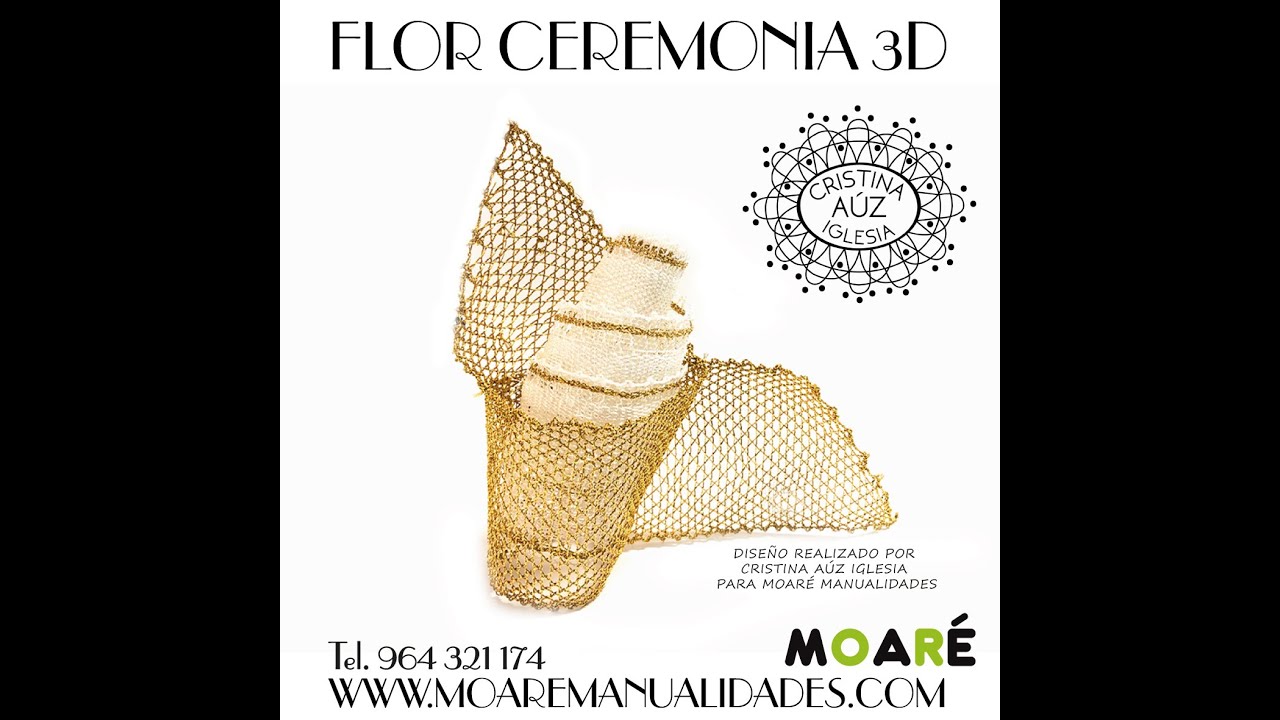 Flor ceremonia encaje de bolillos 3D