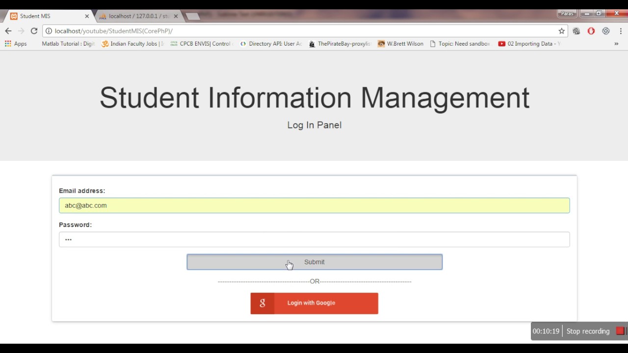 04-Student Information Management Admin Authentication Panel
