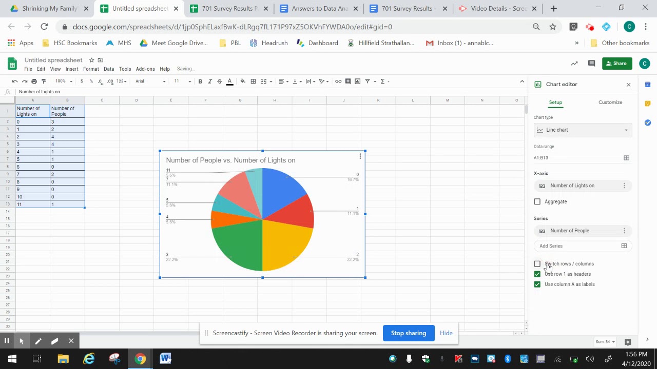 Using Google Sheets to Make a Circle Graph