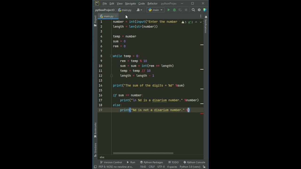Python program to check a number is a disarium number #shorts #pythonprojects #pythontutorial