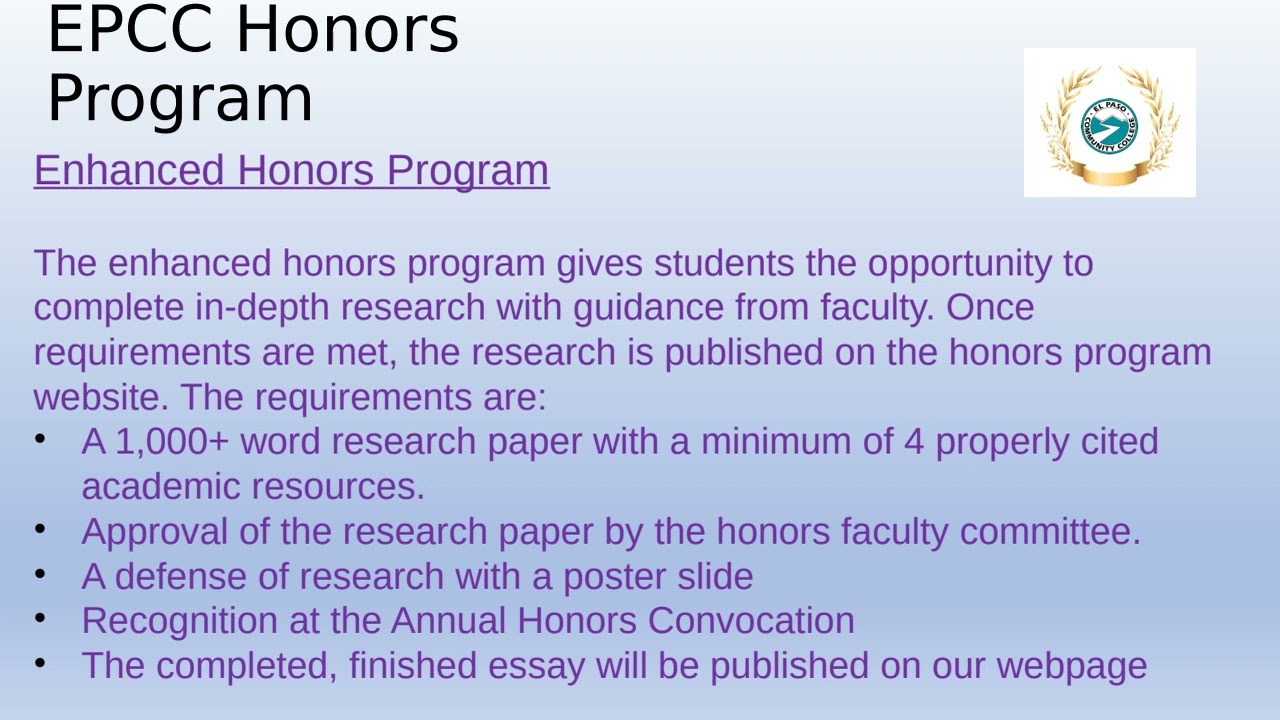 Spring 2025   EPCC Honors Program
