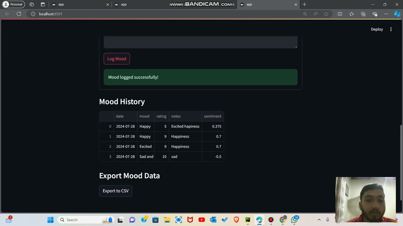 Mood Tracker | Python project | Streamlit and Database | Webapp