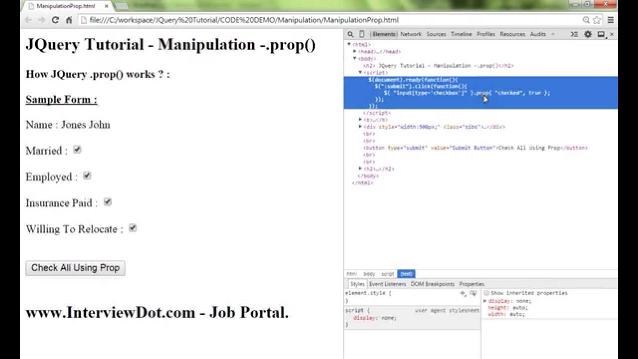 JQUERY PROP METHOD DEMO